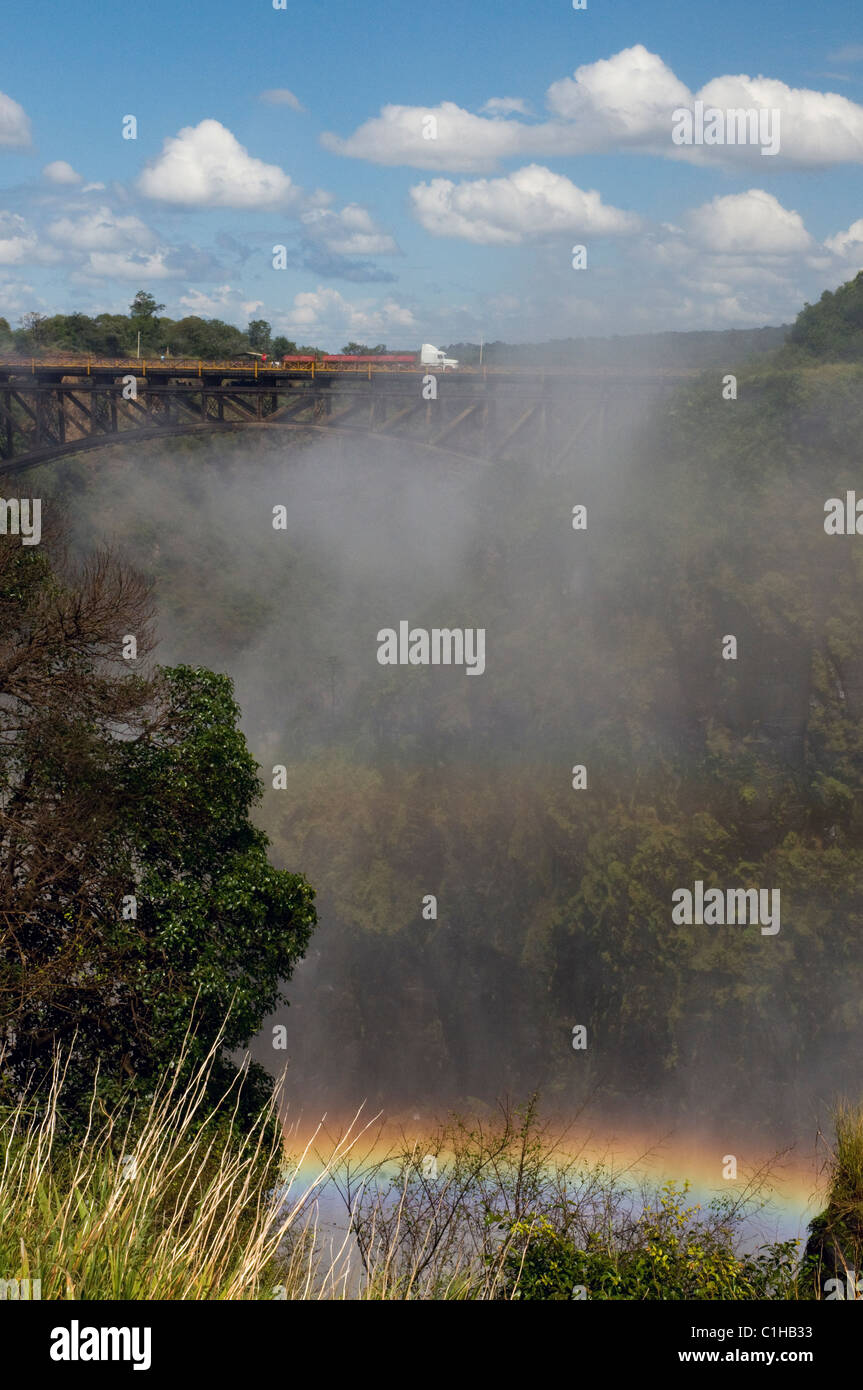 View of bridge over the Batoka Gorge between Zambia and Zimbabwe from ...