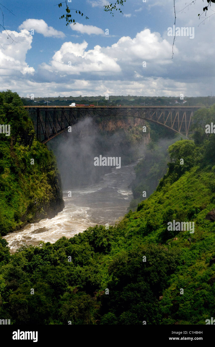 View of the bridge over the Batoka Gorge Zambezi River between Zambia ...