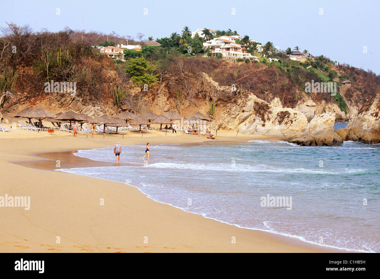 Mexico, Guerrero State, Huatulco, Bahia de Tangolunda beach Stock Photo ...