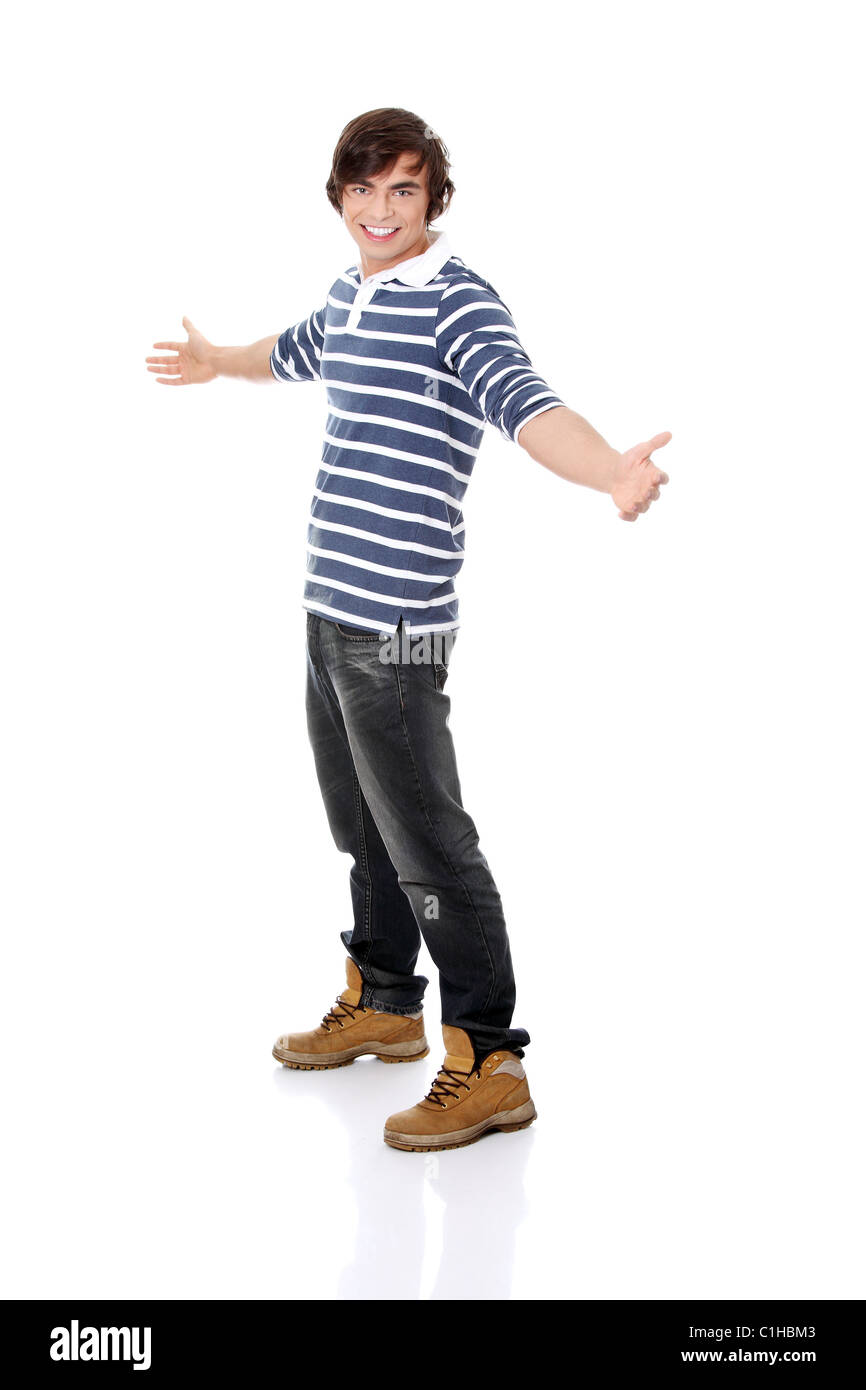 Young happy handsome man,isolated on a white background Stock Photo - Alamy