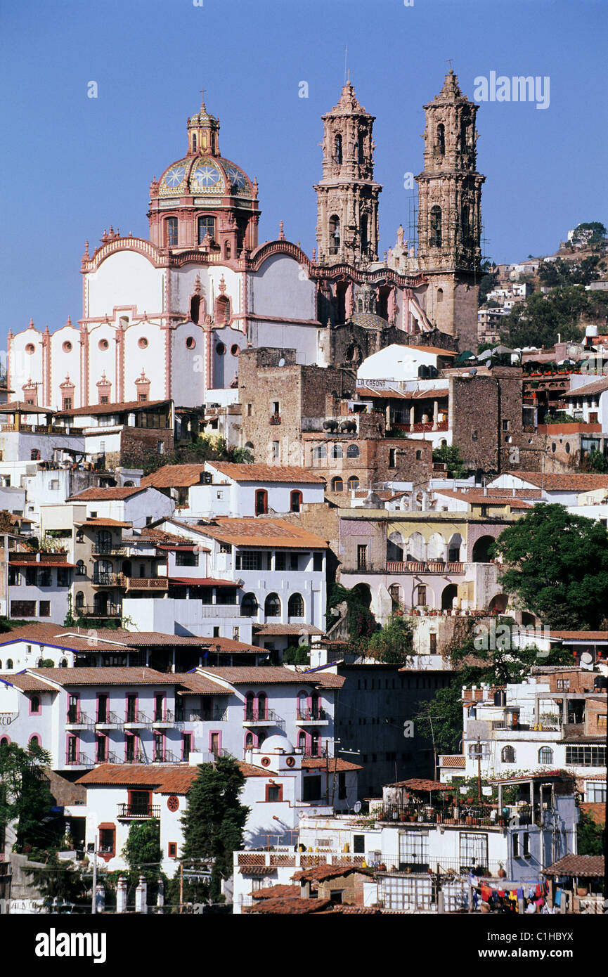 Mexico, Guerrero State, Taxco, Santa Prisca baroque church Stock Photo ...