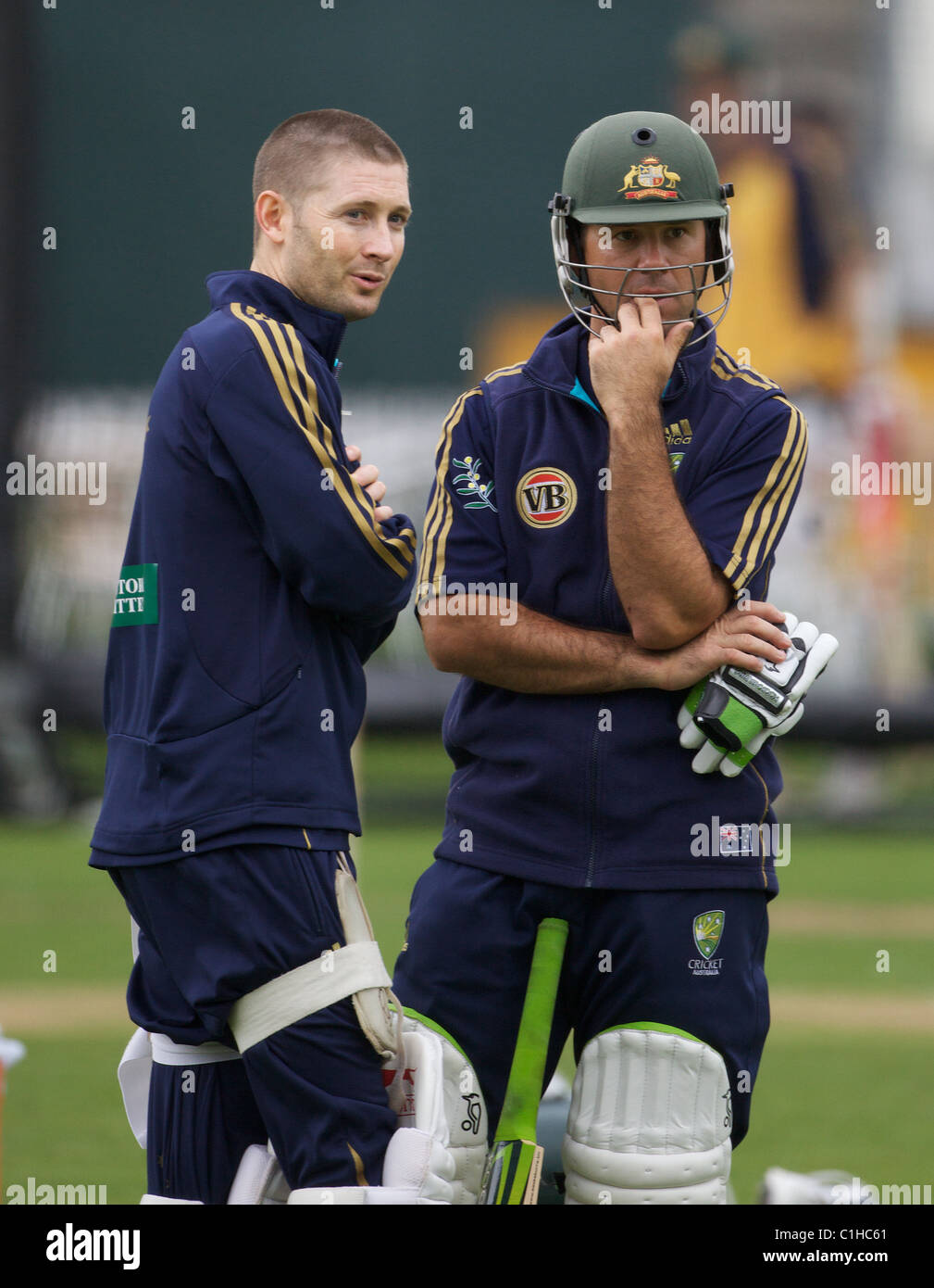 Michael Clarke and Ricky Ponting in discussions at the Australia team ...