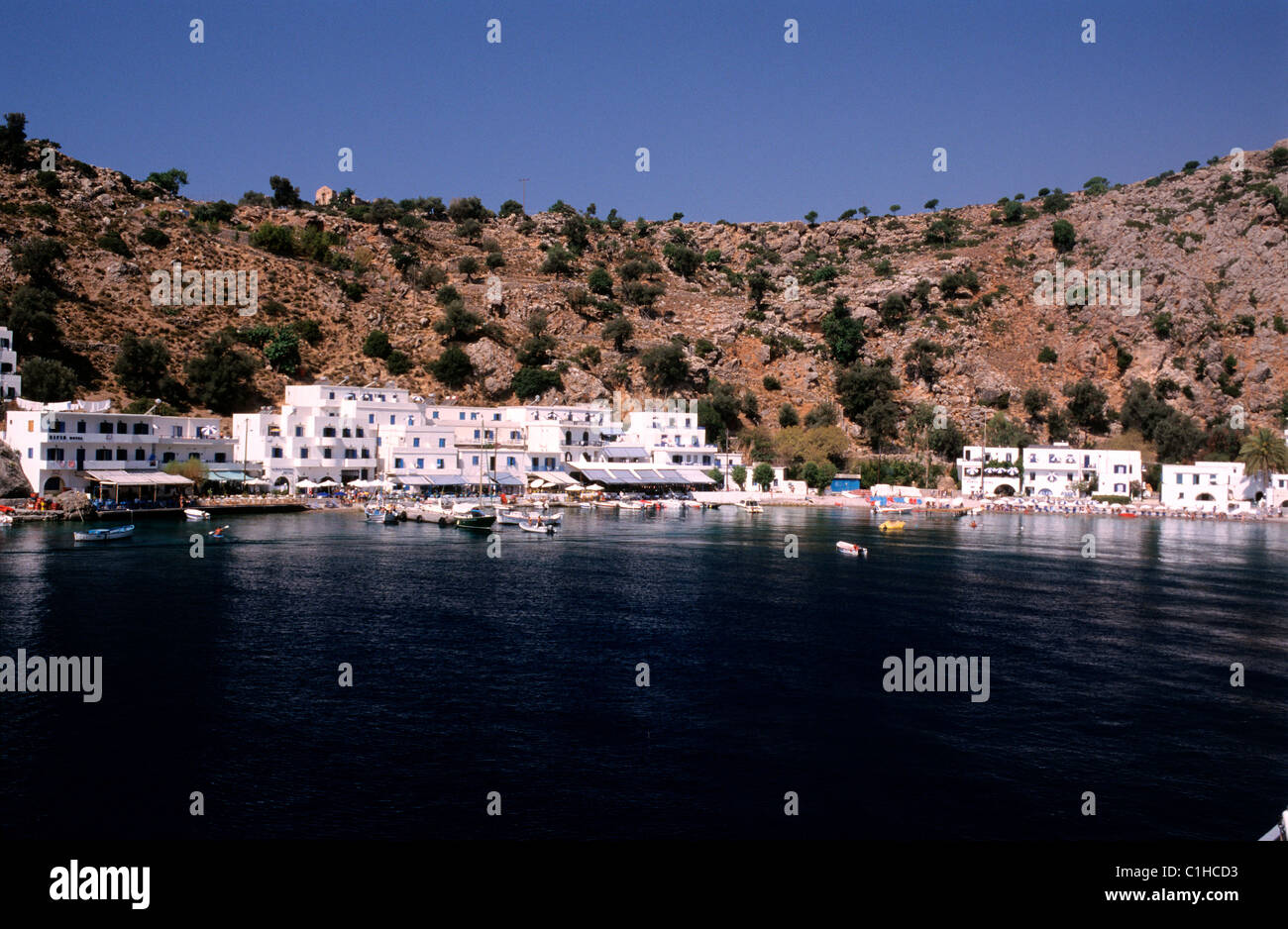 Greece, Crete, Loutro, little village accessible only by the sea Stock ...