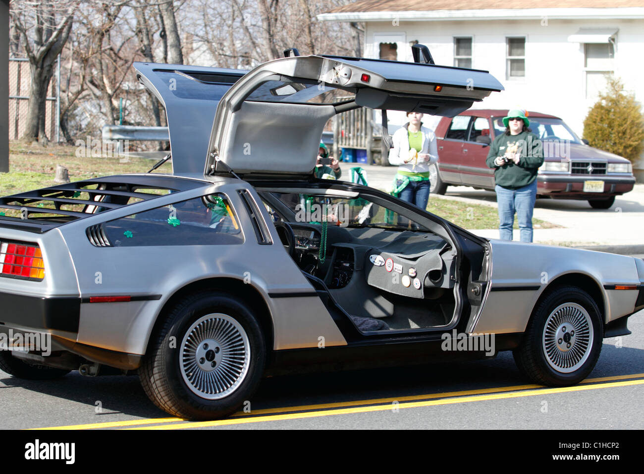 Delorean Motor Corps Sports Car in St. Patrick's Day Parade Stock Photo ...