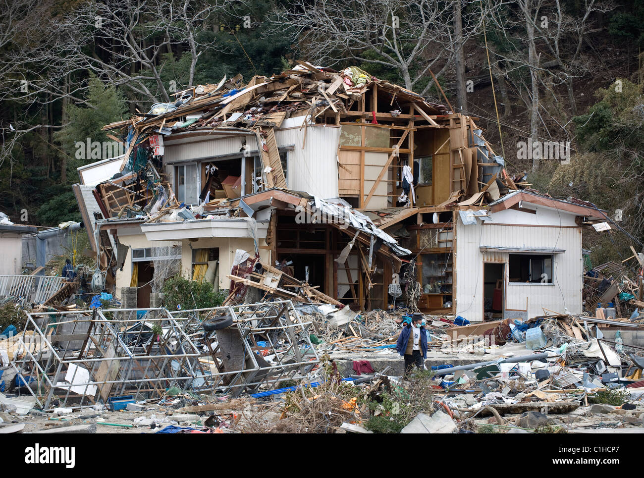 Photo shows the wrecked remains of Imeshi village, once home to 300 ...