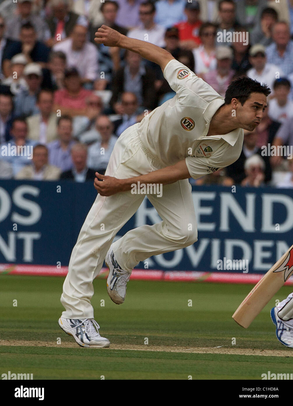 Mitchell Johnson bowling during the England V Australia Ashes Test ...