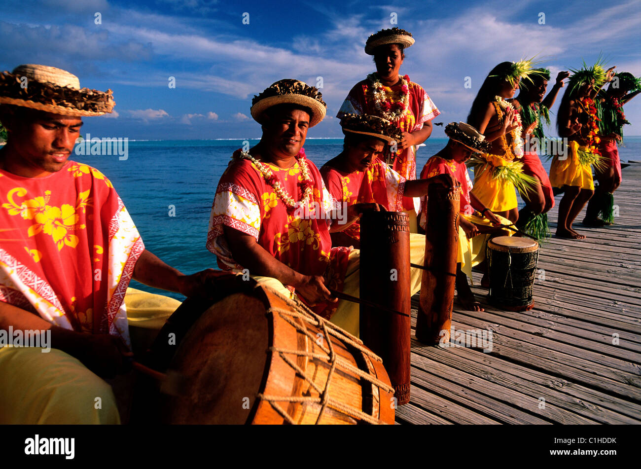 France, French Polynesia, Society Islands, Island of Huahine, dancers ...