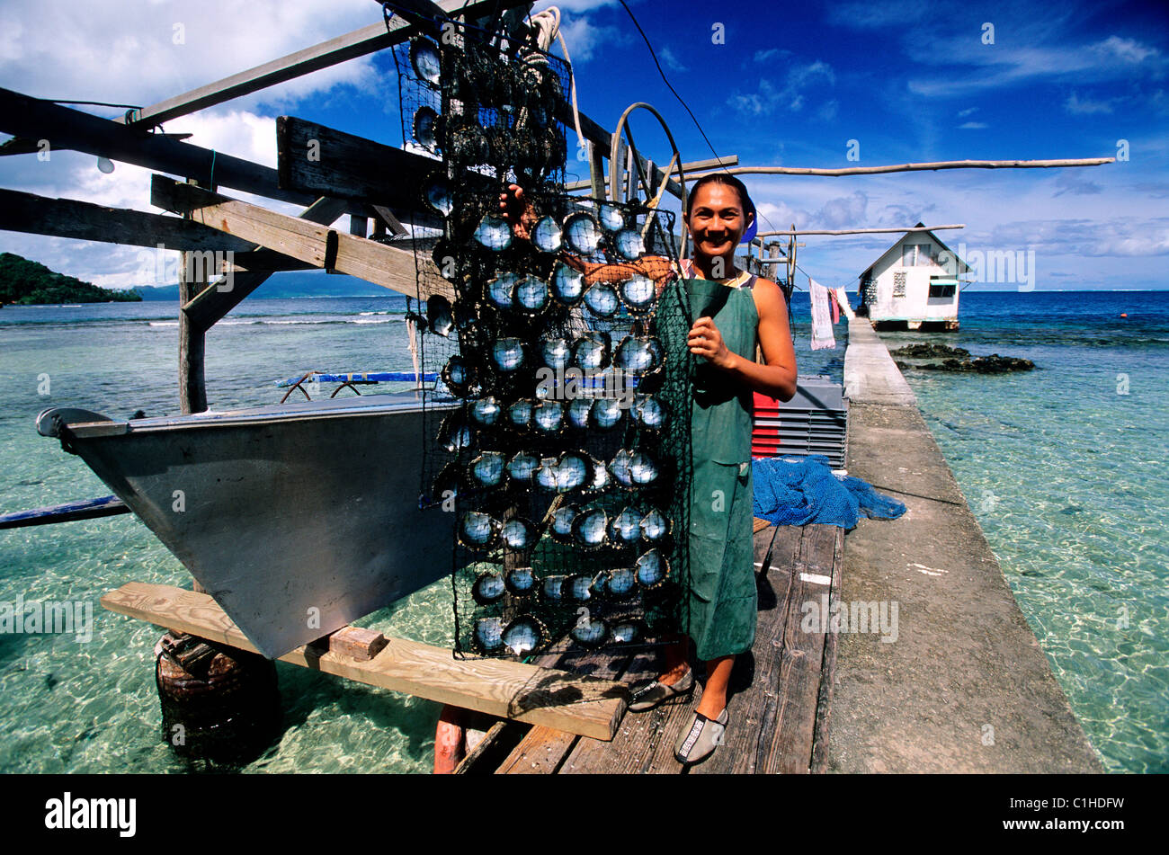 France, French Polynesia, Society Islands, Island of Taha, pearl farm ...