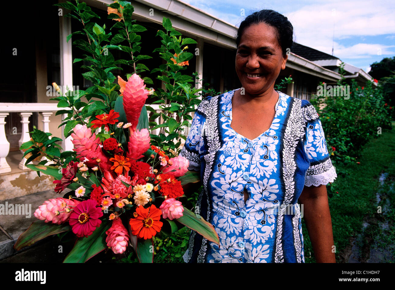 France, French Polynesia, Society Islands, Island of Raiatea, village ...