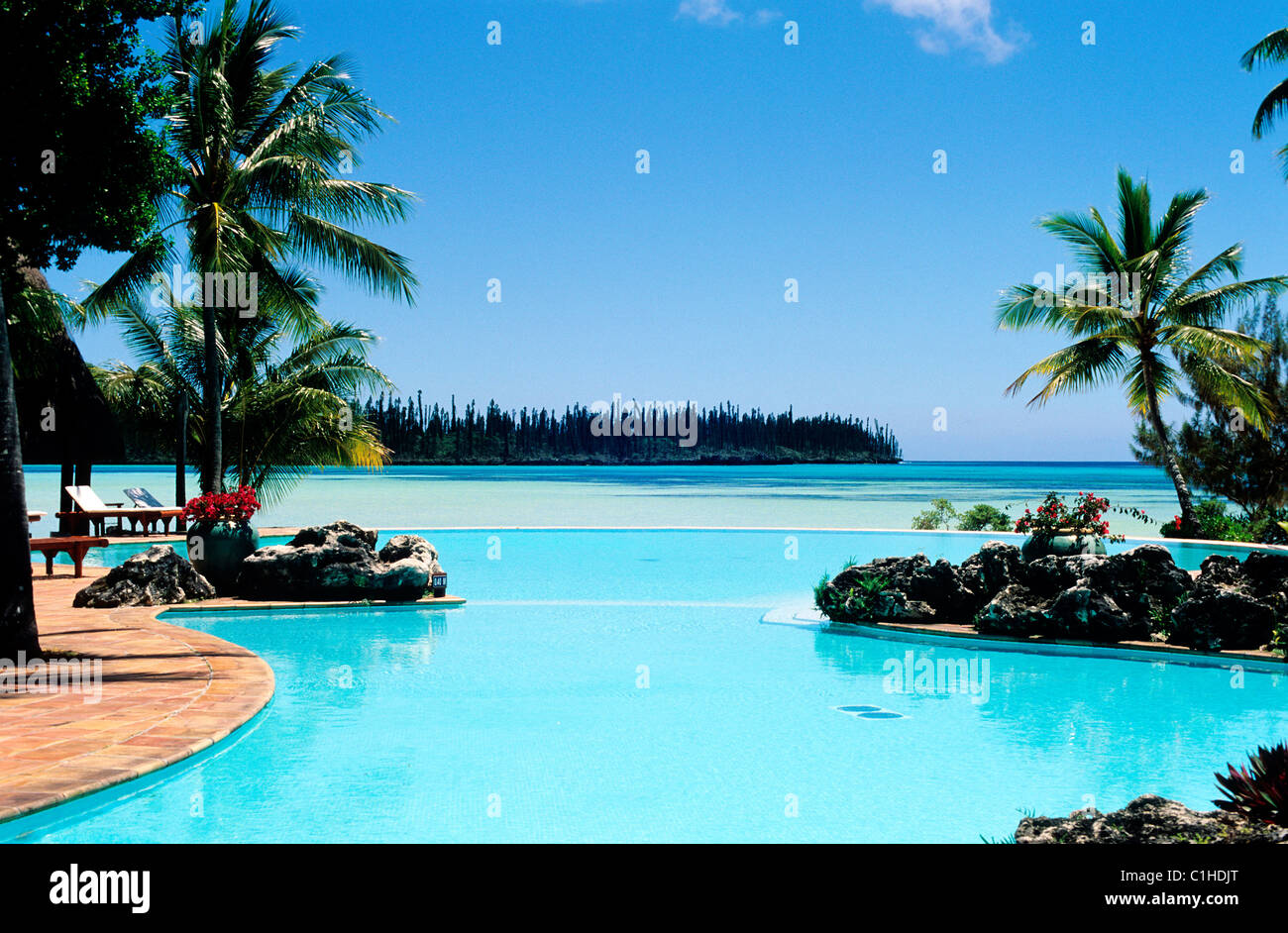 France, New Caledonia, Pine Island, Oro Bay, Meridien Hotel swimming ...