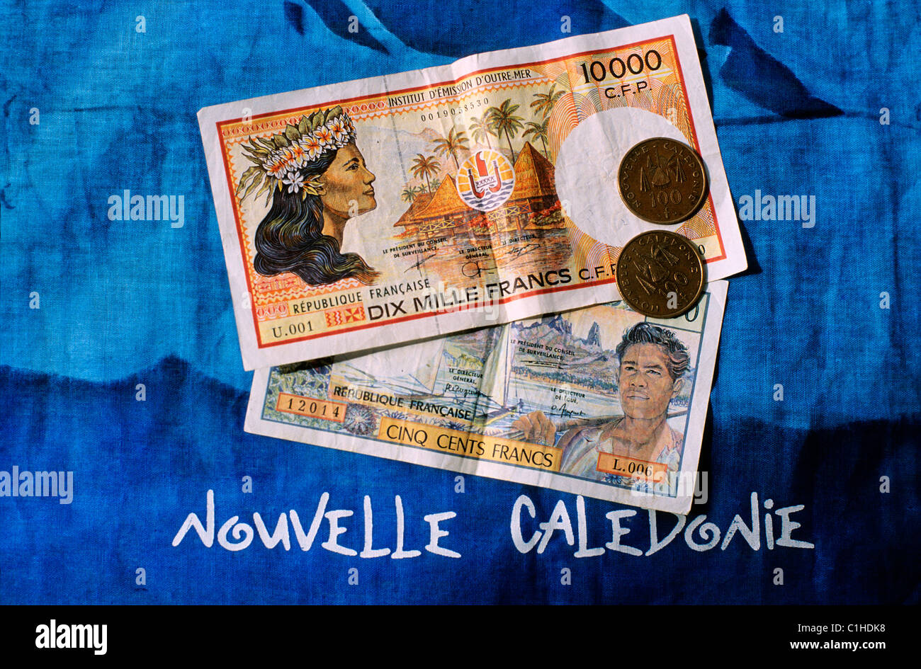 France, New Caledonia, local money, Pacific French bills and coins Stock Photo - Alamy