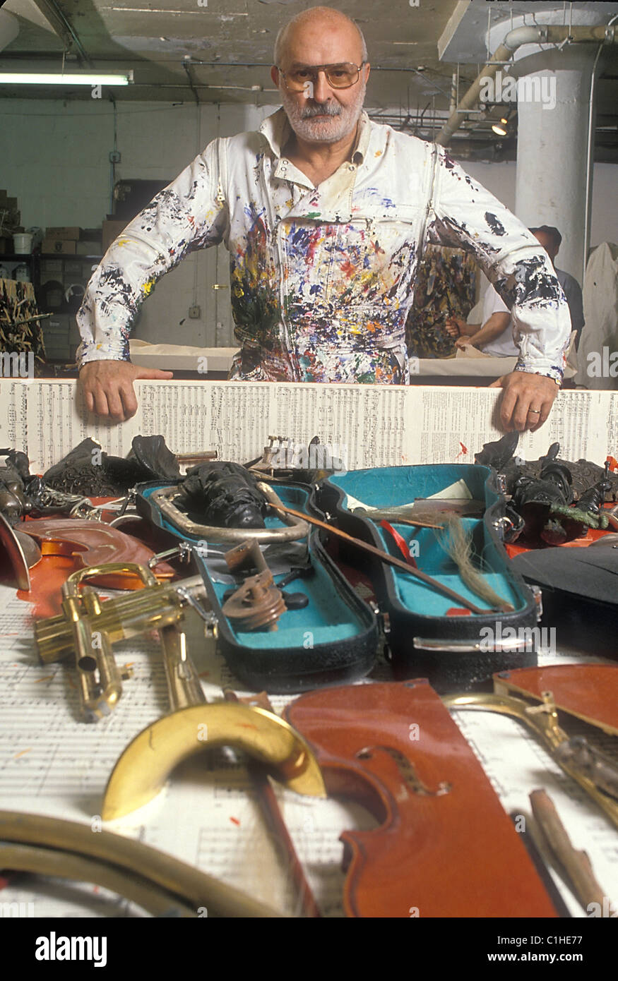 French artist Arman poses in his New York studio, September 7, 1991 ...
