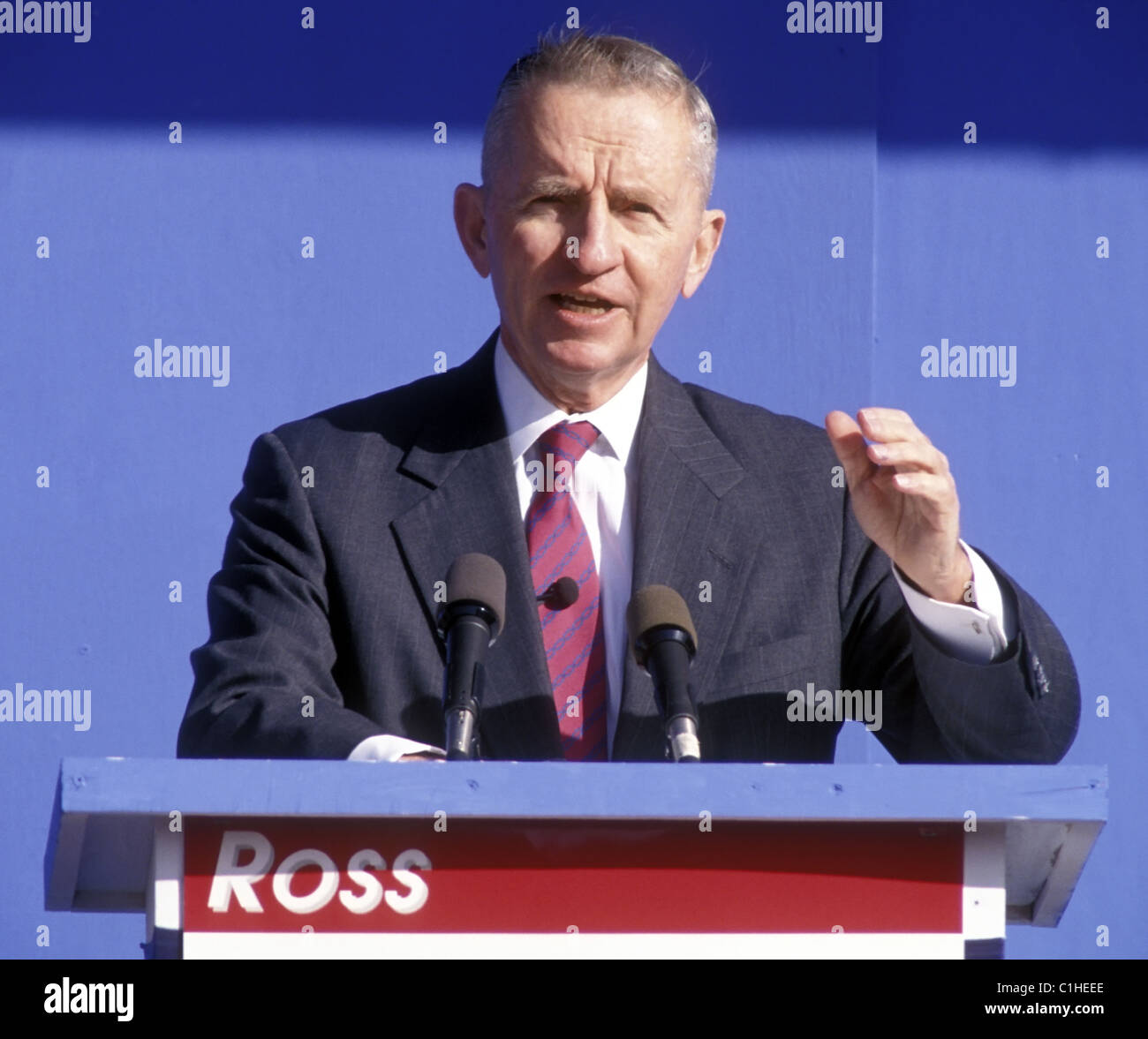 Ross Perot delivers a speech October 26, 1992, as part of his personal ...