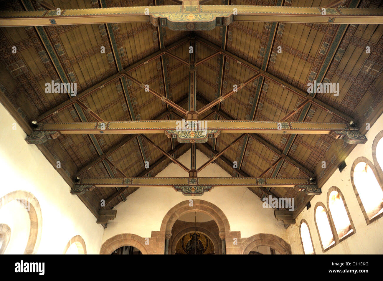 Hoarwithy church roof Stock Photo - Alamy