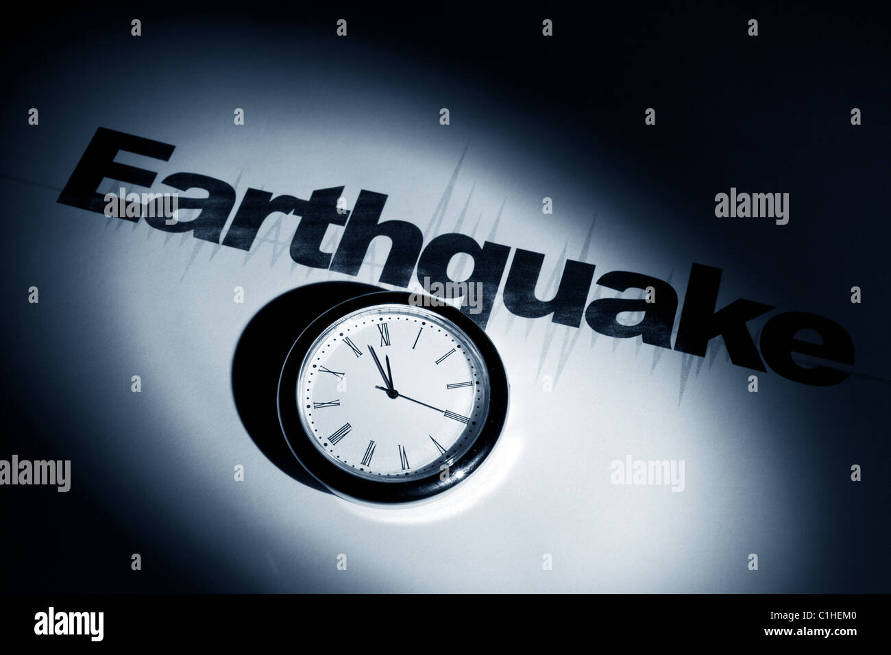 Clock and word of Earthquake Stock Photo - Alamy