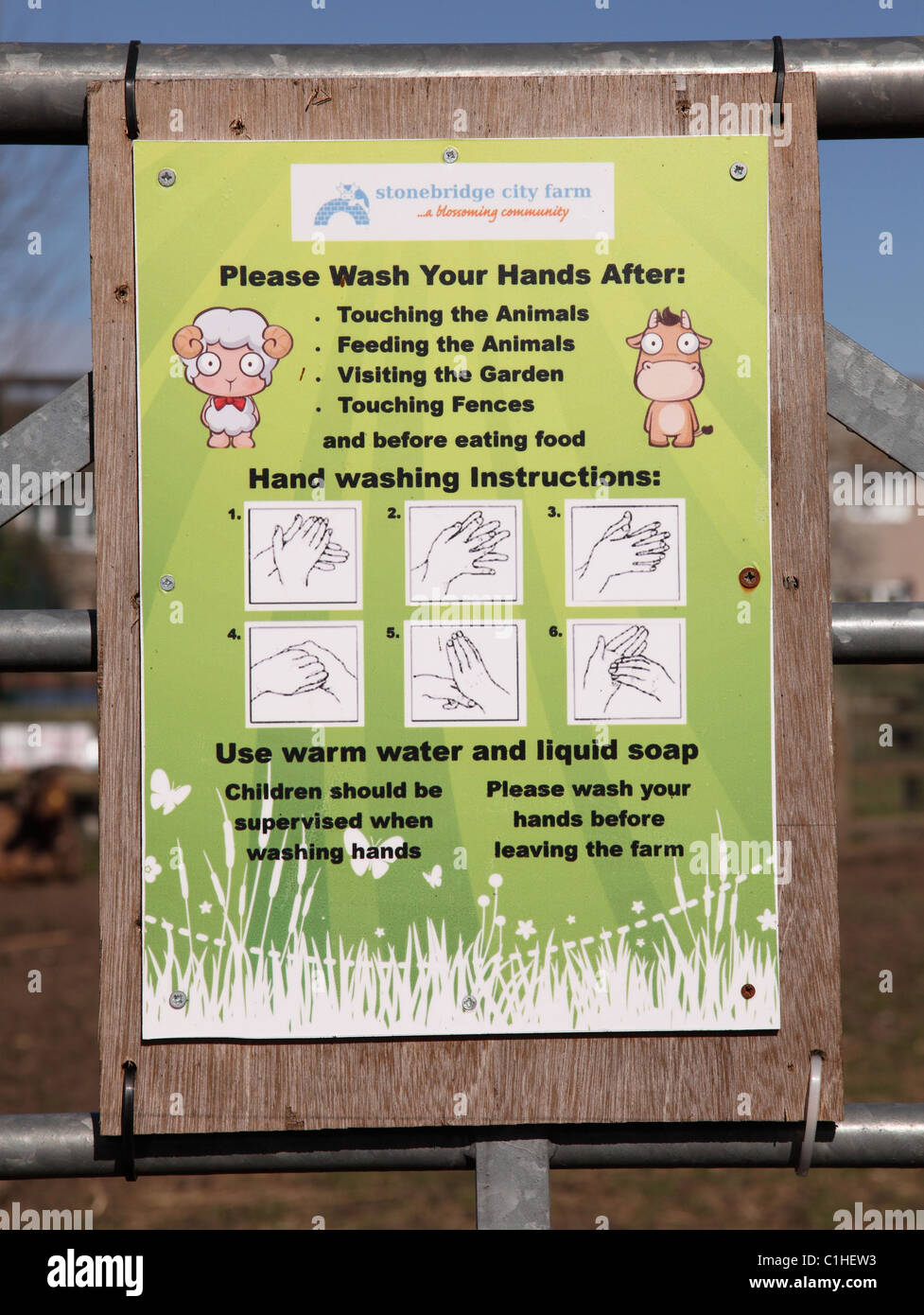 Instructions for washing hands at Stonebridge City Farm, Nottingham ...