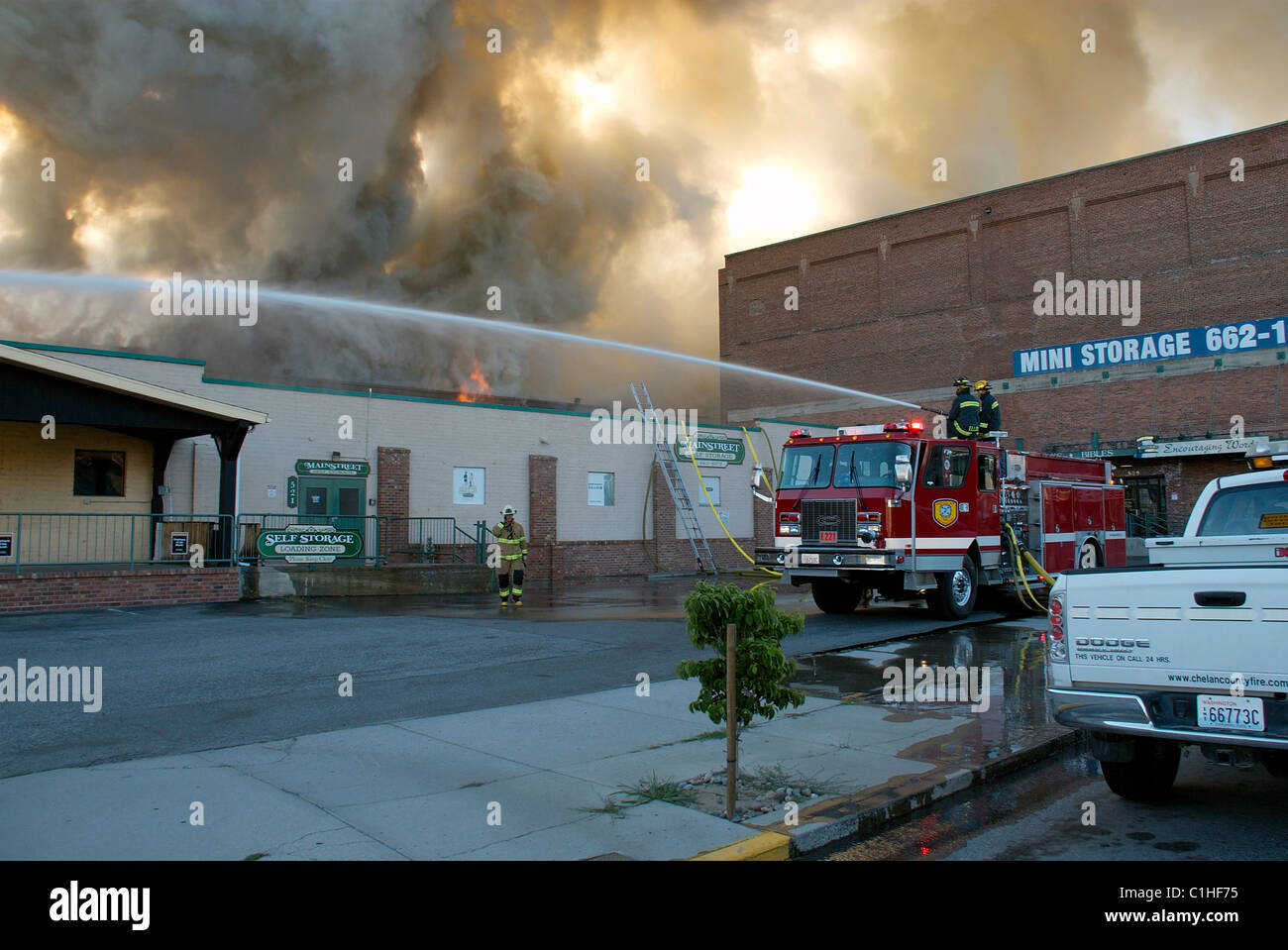 Columbia Street Commercial Structure Fire in Wenatchee, WA., USA Stock ...