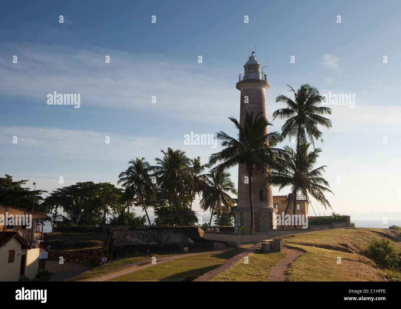 A view of the lighthouse in Galle Fort in Galle on the South coast of ...