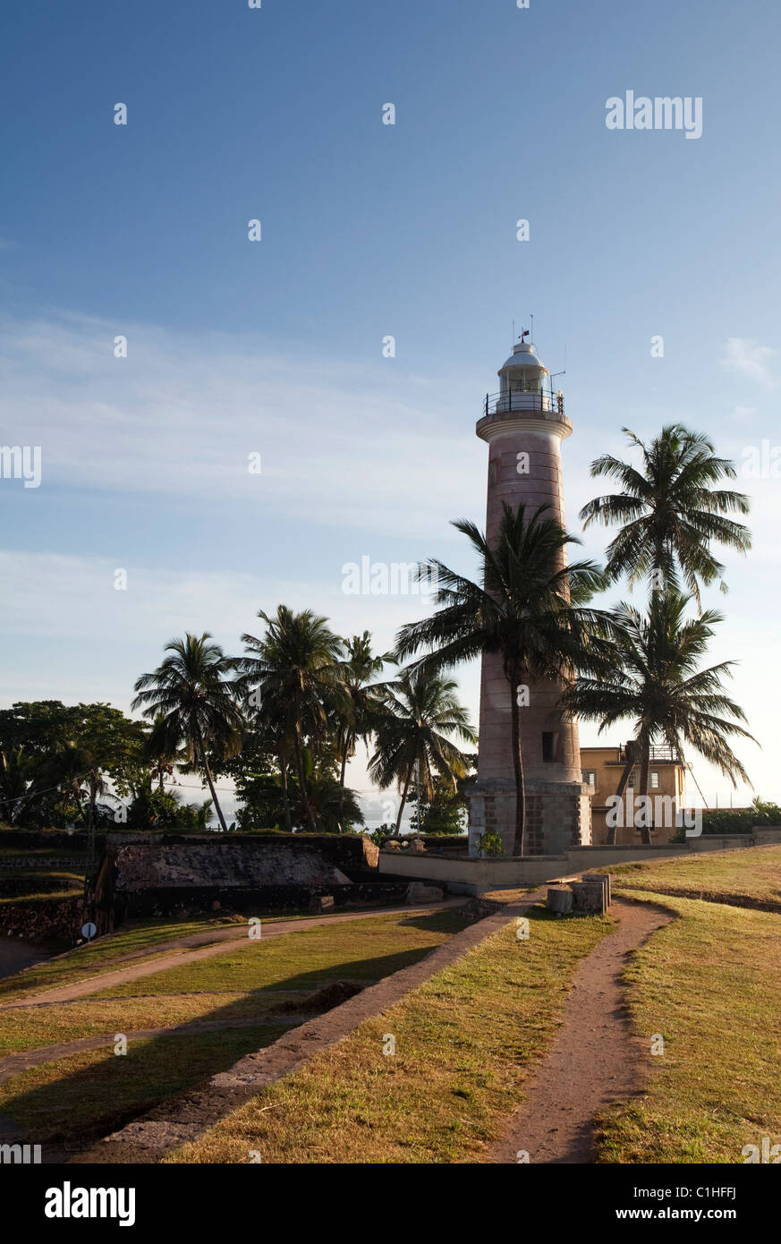 A view of the lighthouse in Galle Fort in Galle on the South coast of ...