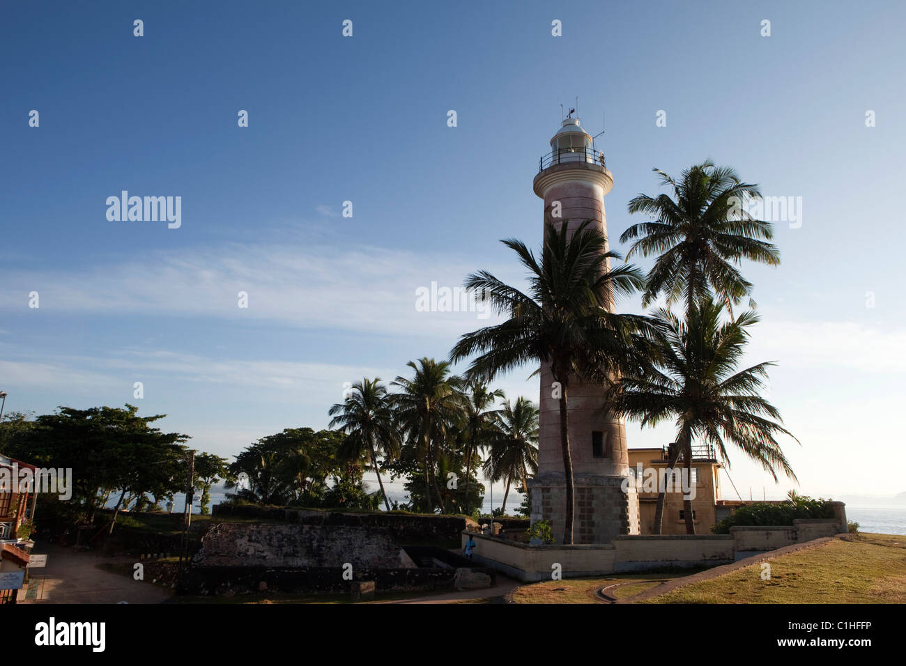 A view of the lighthouse in Galle Fort in Galle on the South coast of ...