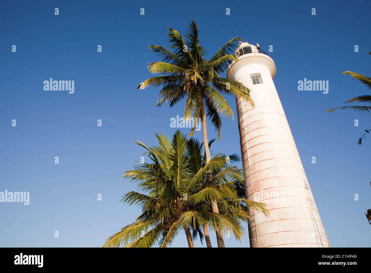 A view of the lighthouse in Galle Fort in Galle on the South coast of ...