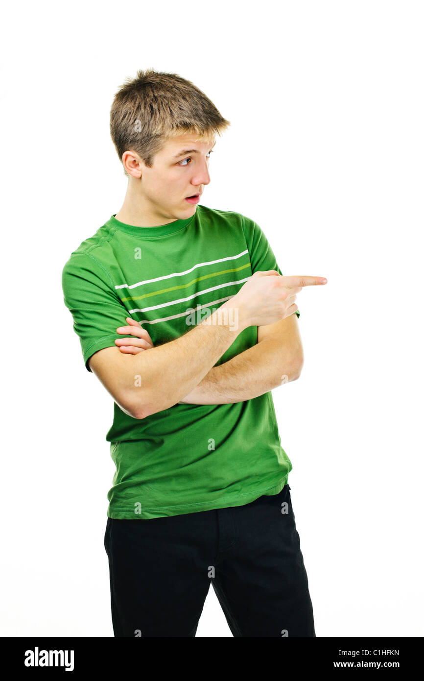 Giving the finger white t shirt Cut Out Stock Images & Pictures - Alamy