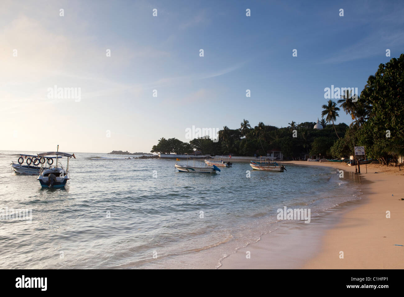 A view of Unawatuna beach on the South coast of Sri Lanka Stock Photo ...