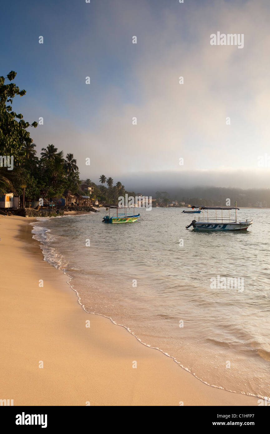 A view of Unawatuna beach on the South coast of Sri Lanka Stock Photo ...