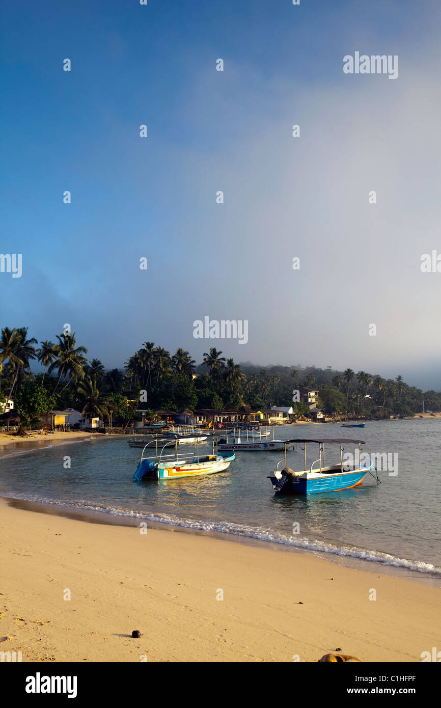A view of Unawatuna beach on the South coast of Sri Lanka Stock Photo ...