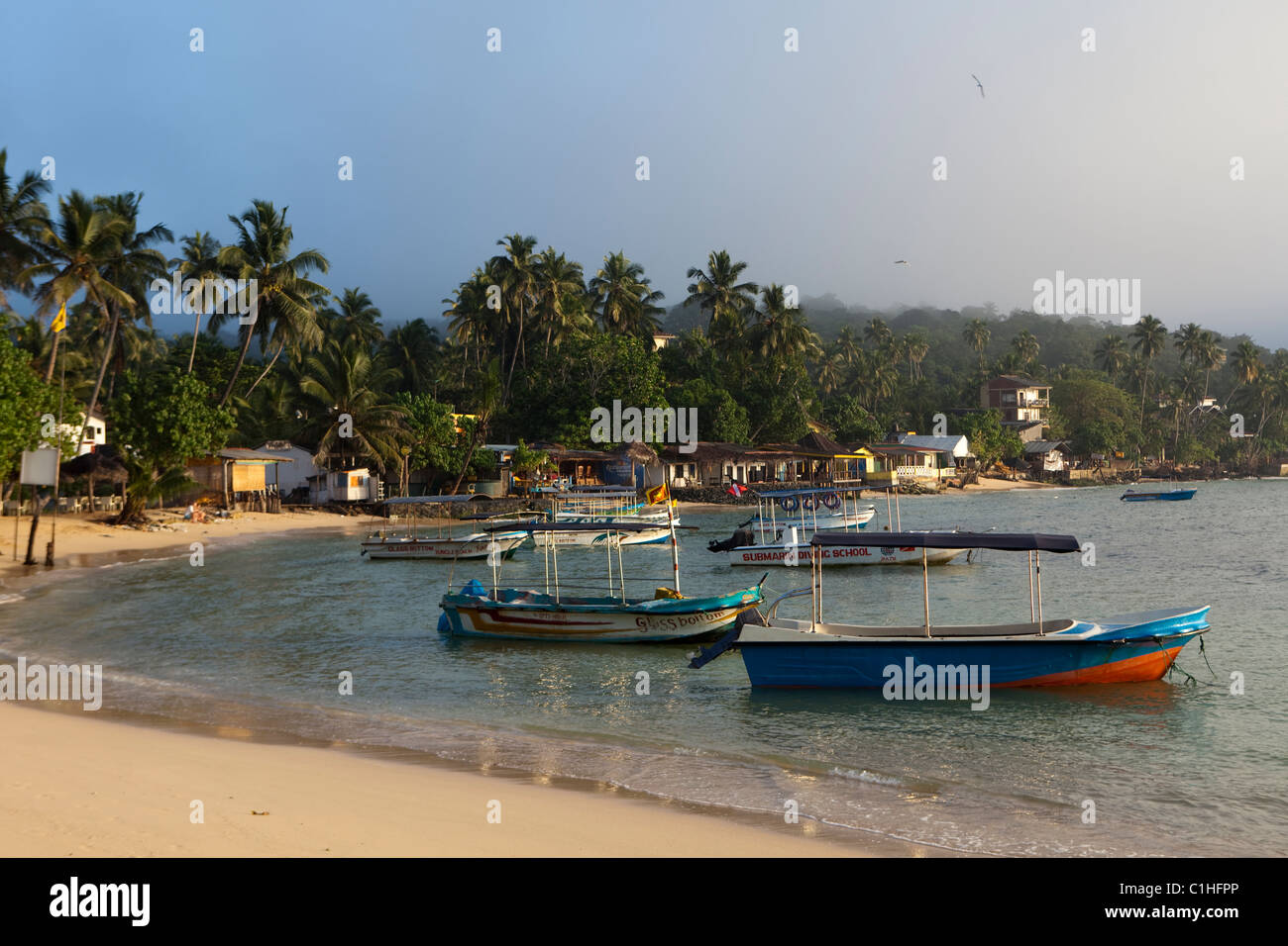 A view of Unawatuna beach on the South coast of Sri Lanka Stock Photo ...