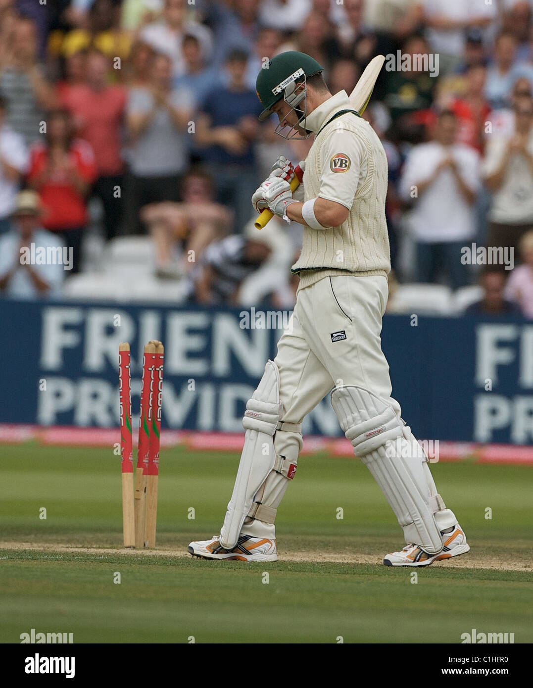 Michael Clarke is bowled by Graeme Swann during the England V Australia ...