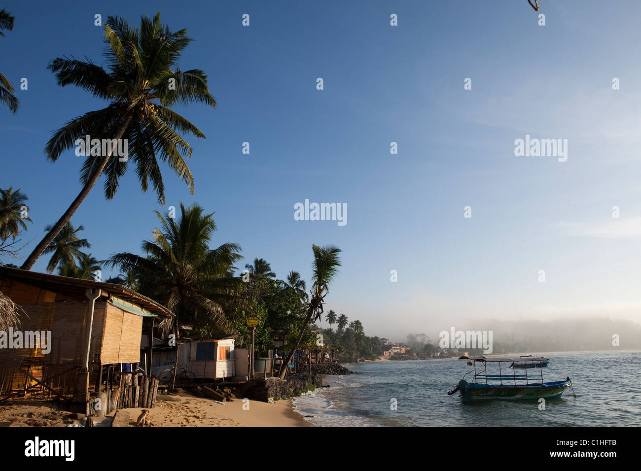 A view of Unawatuna beach on the South coast of Sri Lanka Stock Photo ...