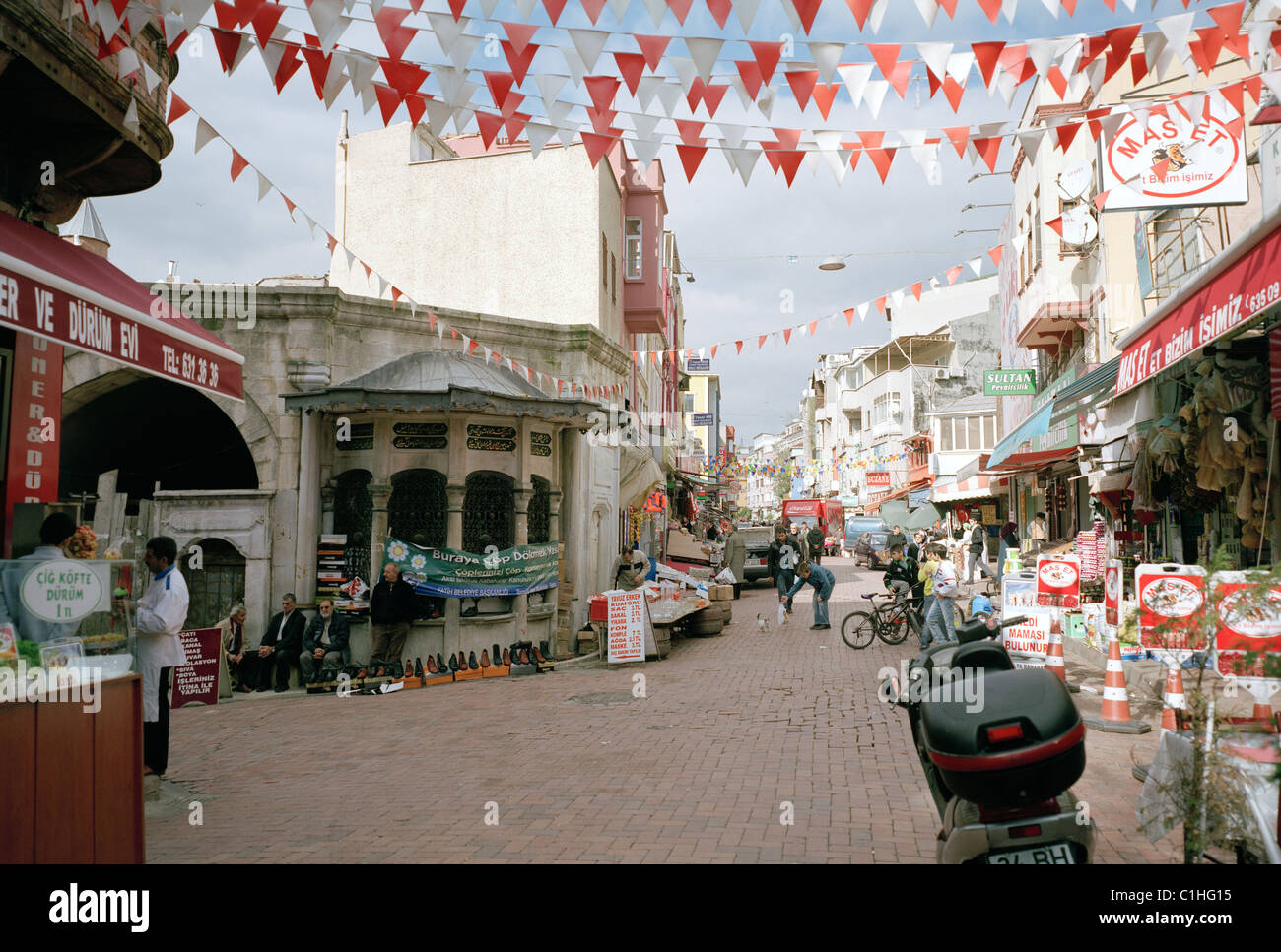 District of Fatih in Istanbul in Turkey in Middle East Asia. Street ...