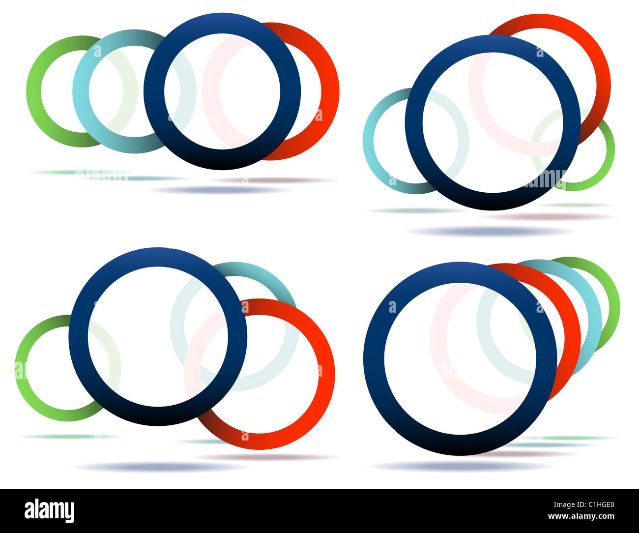 Set of four illustrated design elements made from circles Stock Photo ...