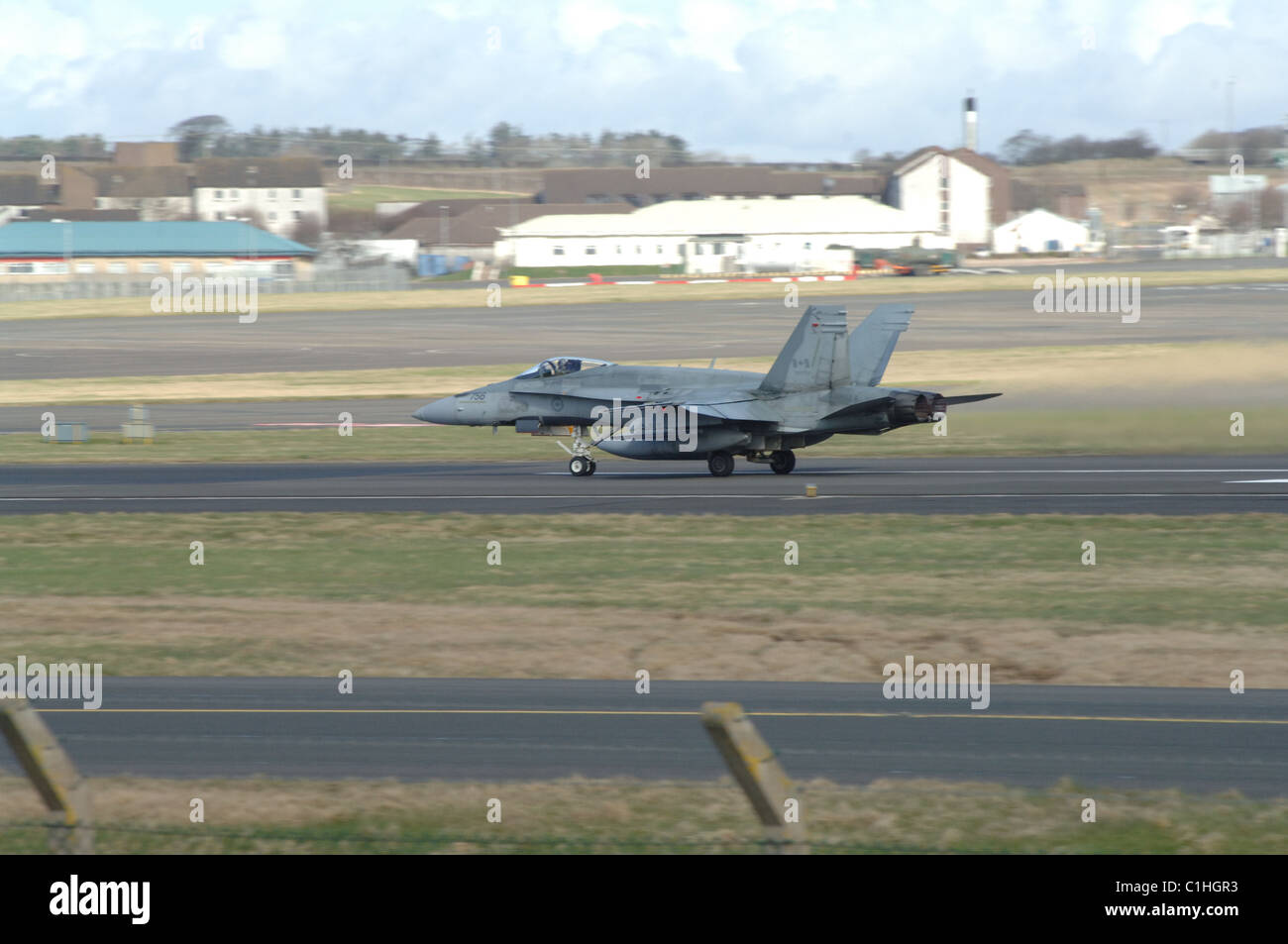 F18 fighter jet of the Canadian Airforce preparing to take off from ...