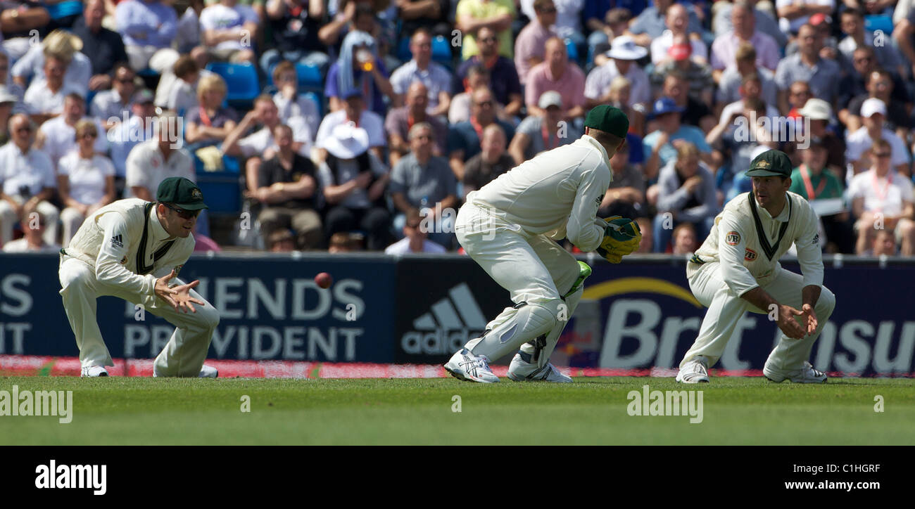 Alastair Cook is caught by Michael Clark off the bowling of Stuart ...