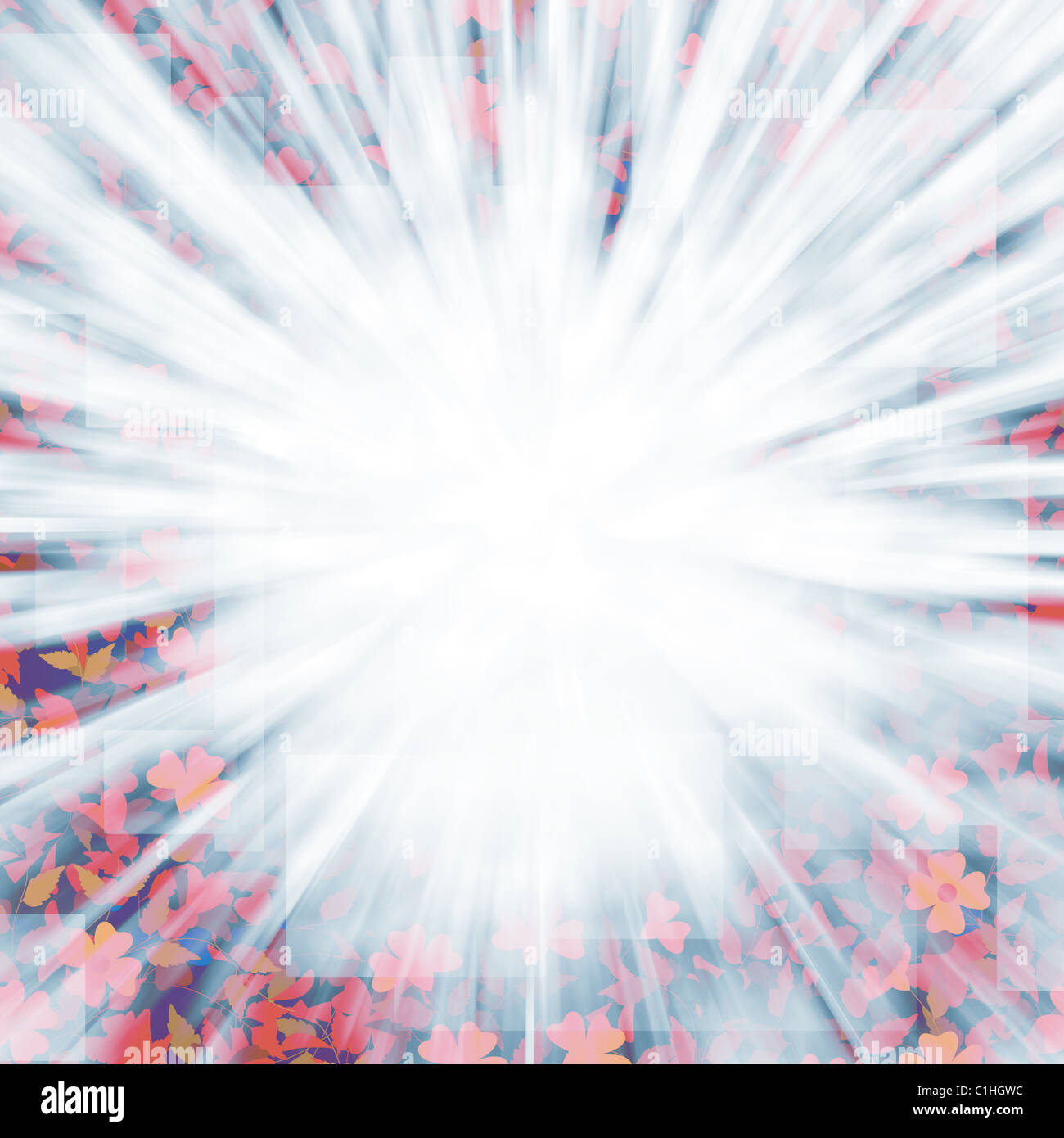 Abstract background design of flowers and light rays Stock Photo - Alamy