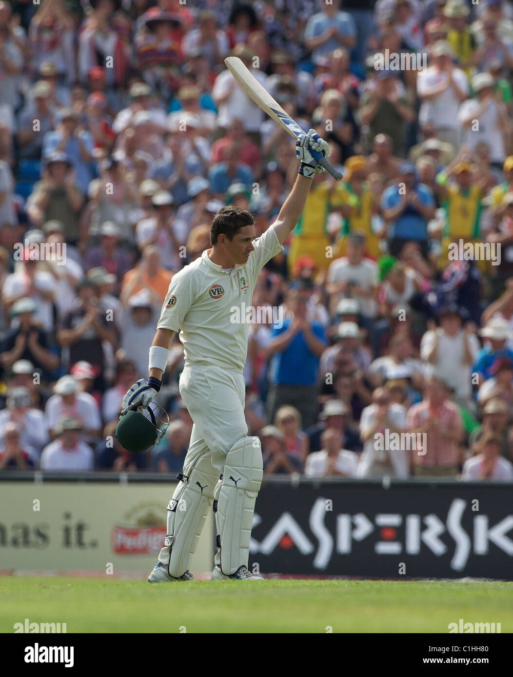 Marcus North brings up his century with a six and celebrates during the ...