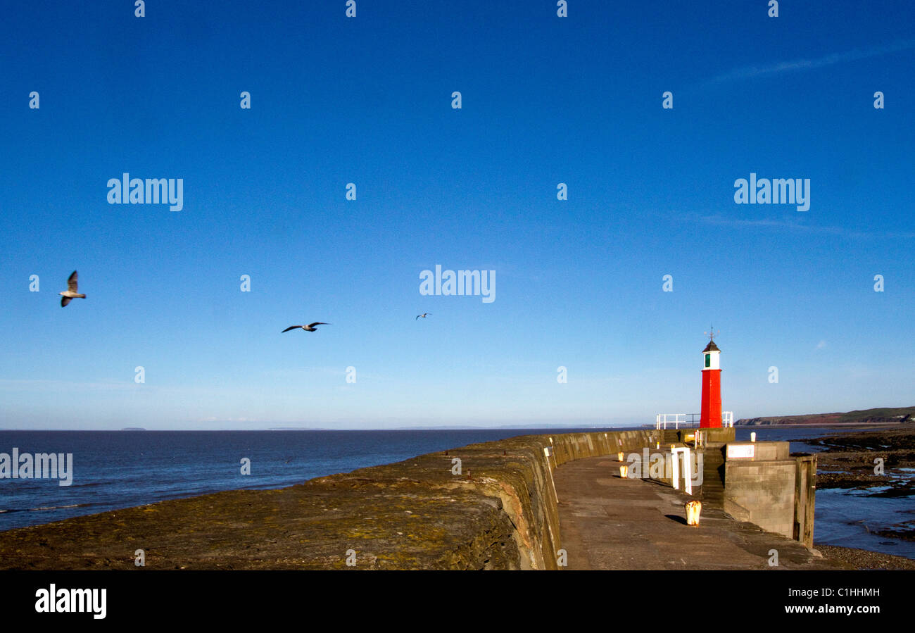 Watchet Bay Lighthouse, West Somerset Coast Stock Photo - Alamy