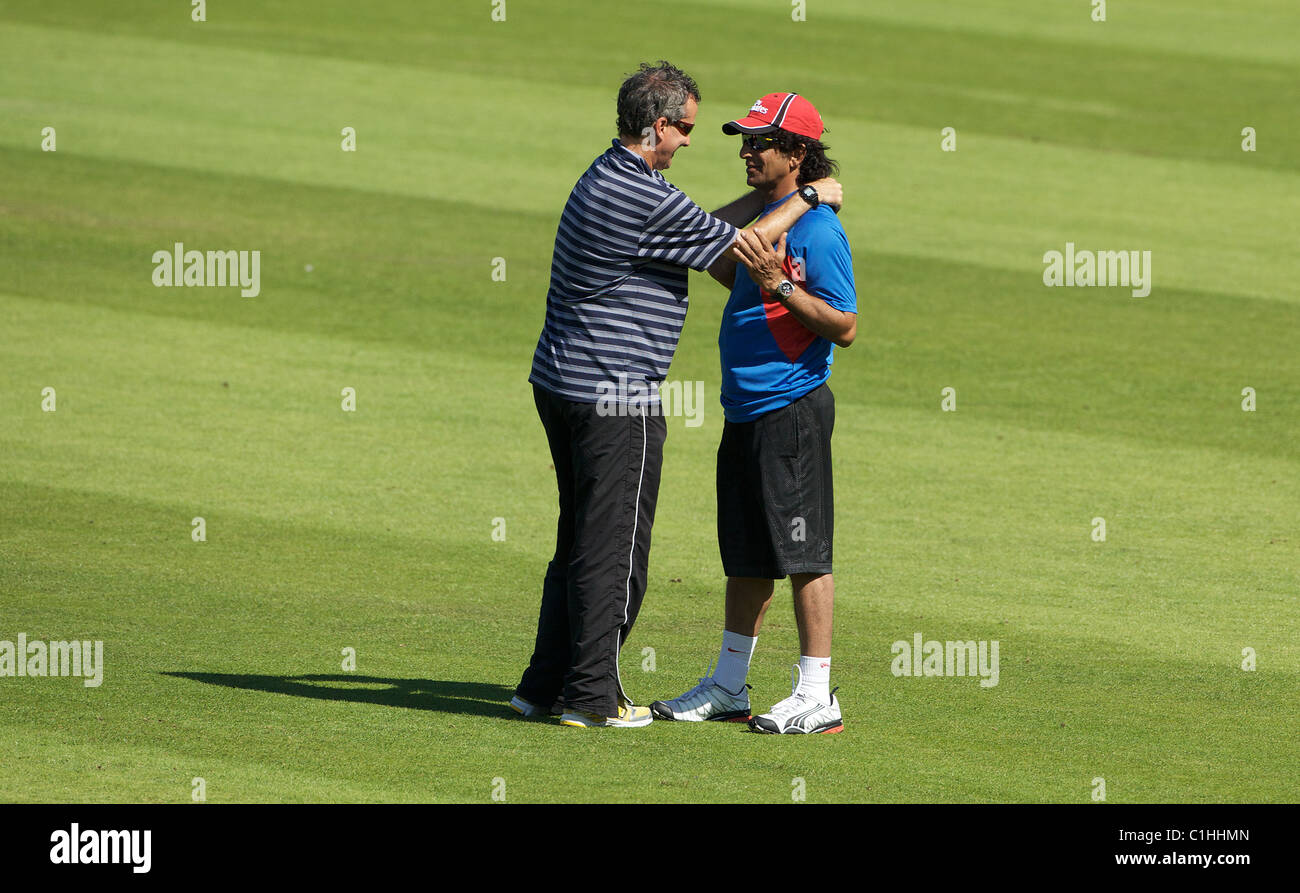 Umpires Billy Bowden and Asad Rauf during Australian team training at ...