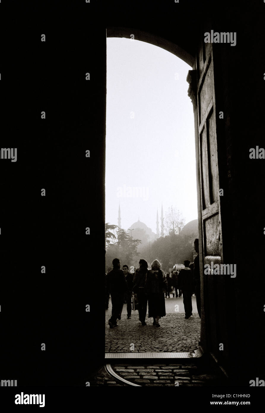 Sultanhamet and Blue Mosque from Imperial Gate in Istanbul in Turkey in ...
