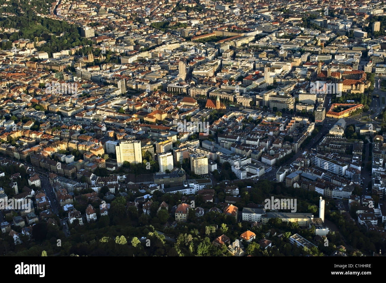 Stuttgart city, Castle, Town hall, view from helicopter, Stuttgart ...