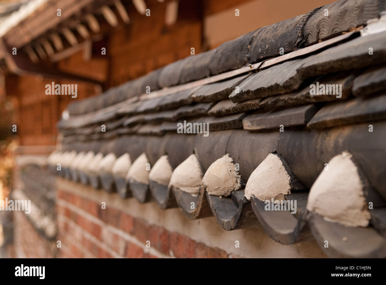 A close up of a wall in the Bukchon village, Seoul, South Korea Stock ...