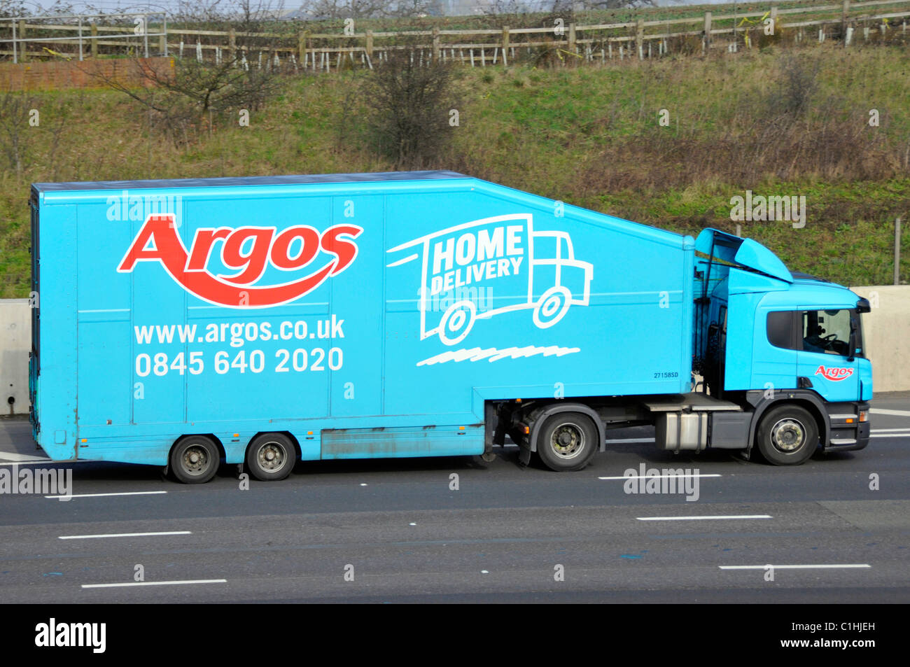 Argos Home Delivery advert on side of matching articulated trailer and ...