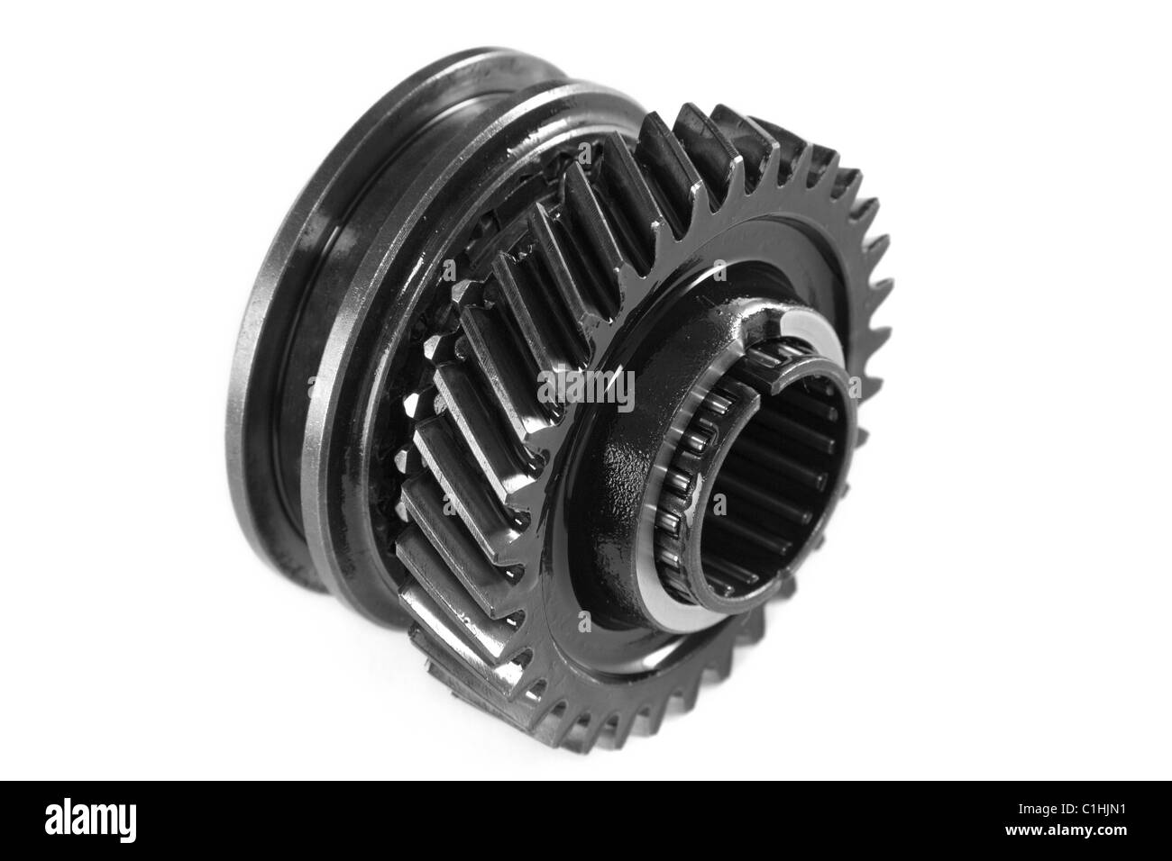 Metallic gear, isolated, on a white background Stock Photo - Alamy