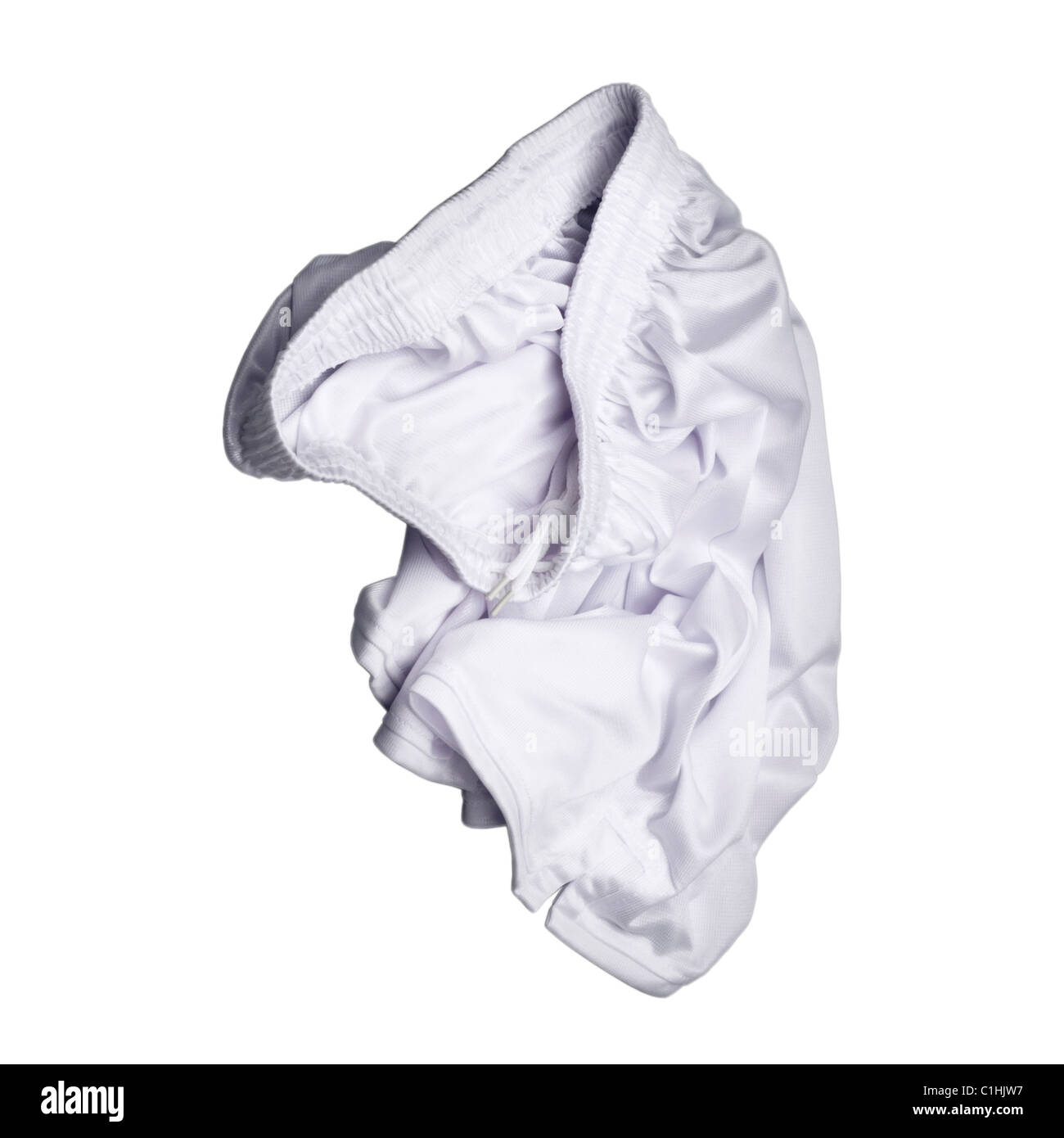 Wrinkled white sport shorts isolated on white Stock Photo - Alamy