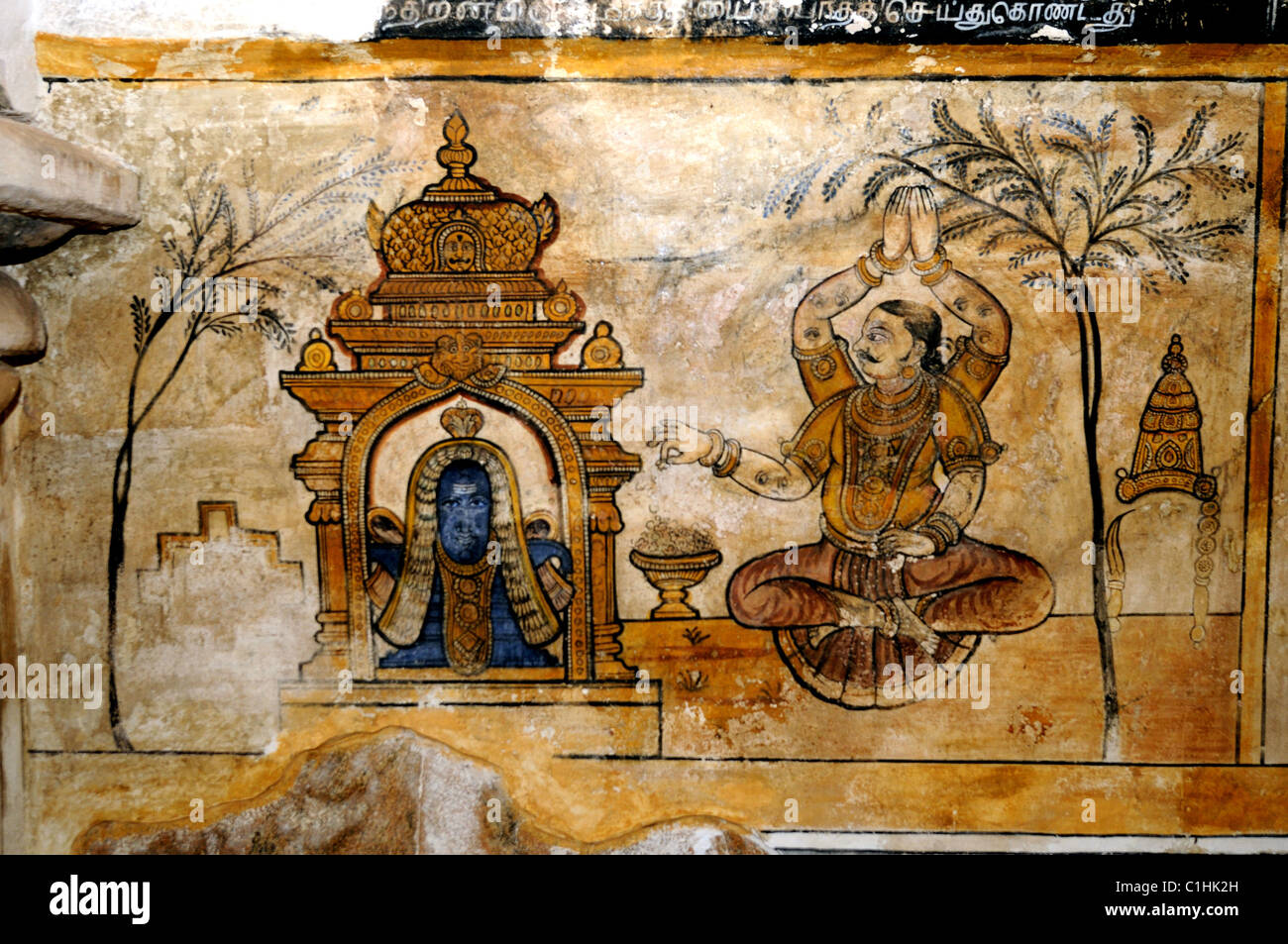 beautiful and colorful fresco paintings in temple wall Stock Photo - Alamy