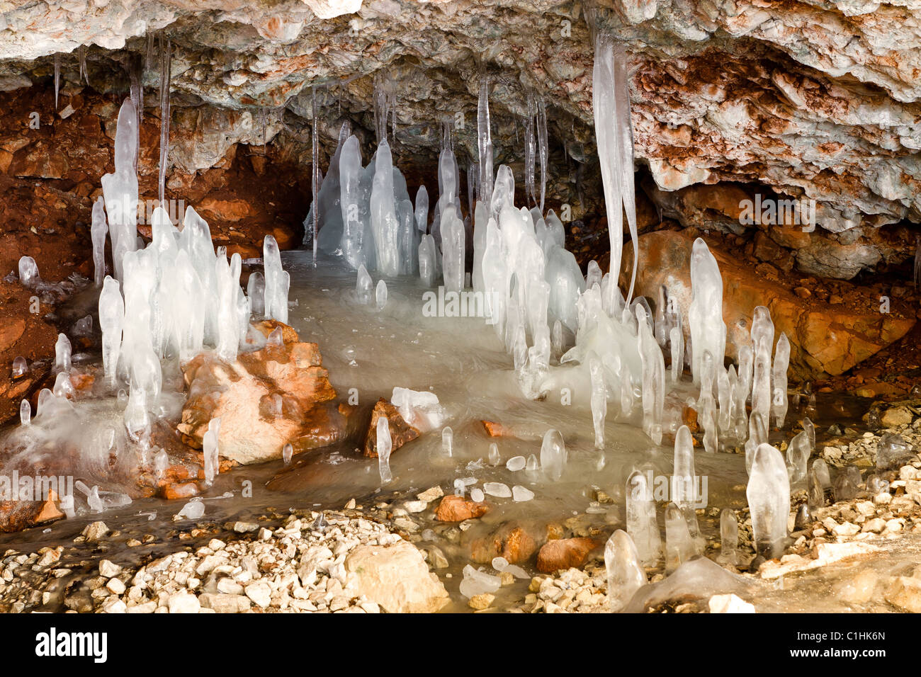 Ice stalagmites in the cave Stock Photo - Alamy