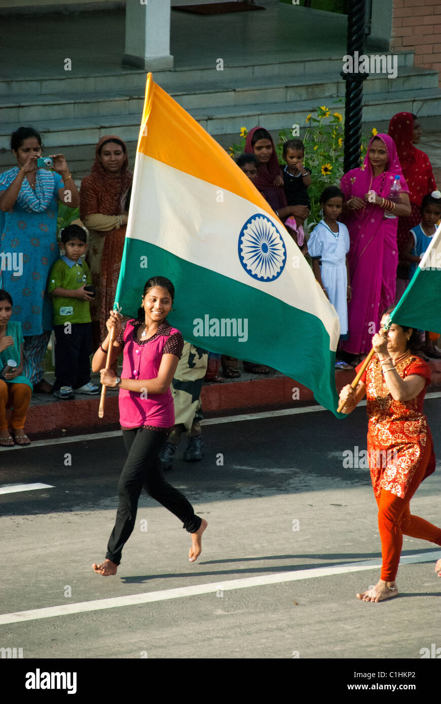 Parading the flag of India Stock Photo - Alamy
