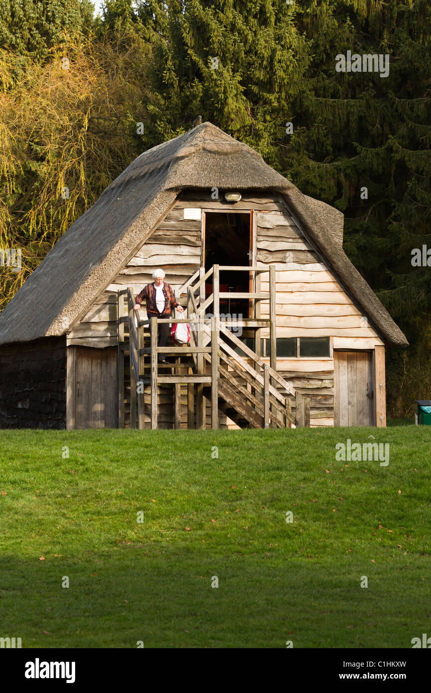 Council owned wooden thatched building on the Himley Estate Stock Photo ...
